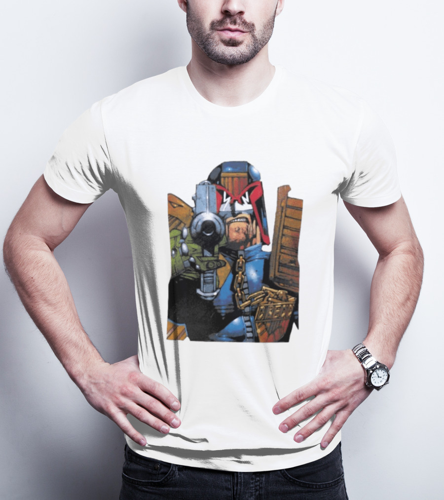 Judge Dredd 2000 AD Comic Book Character With Iconic Outfit T-Shirt