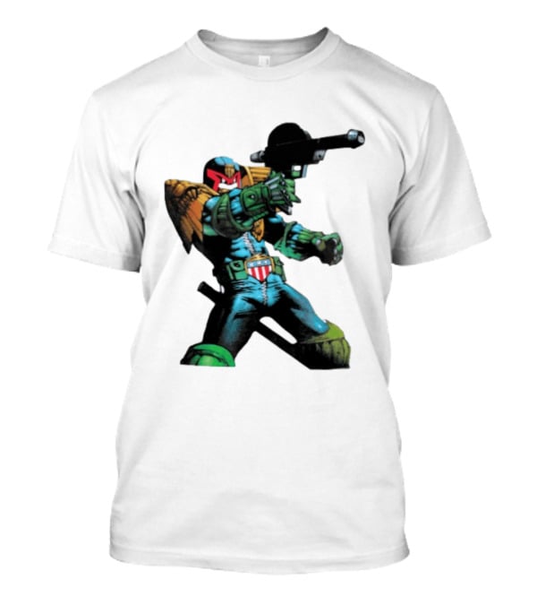 Judge Dredd Lawgiver Comic Book Character With Iconic Helmet T-Shirt