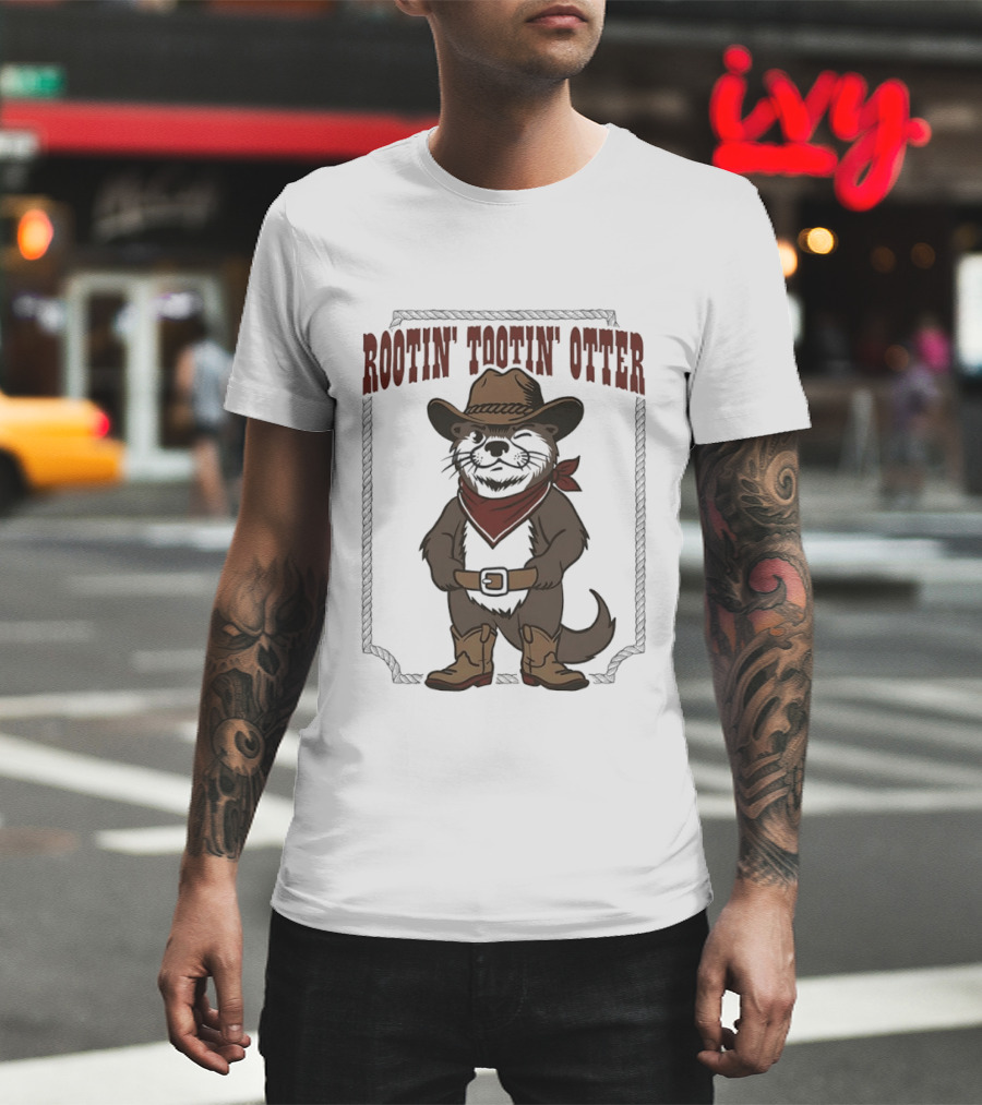 Rootin' Tootin' Otter Cowboy Western Animal Rustler T-Shirt
