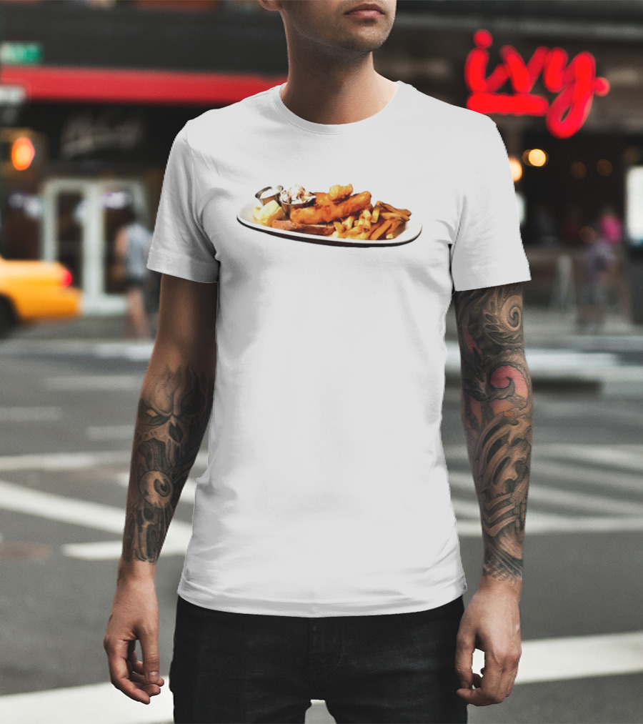 The Fish Fry Crispy Fish With Fries And Tartar Sauce On Plate T-Shirt