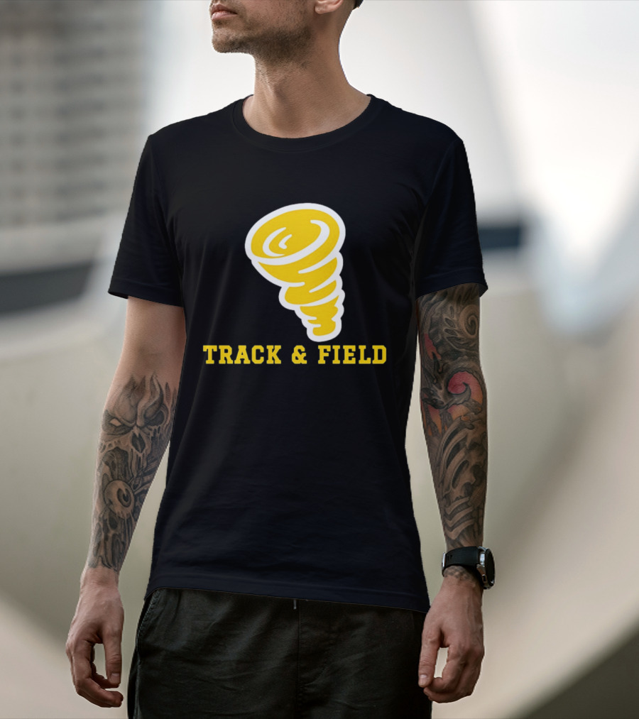 Tornado Track And Field Yellow Swirl Team Athletics T-Shirt