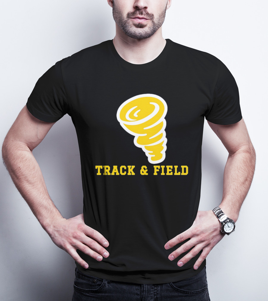 Tornado Track And Field Yellow Swirl Team Athletics T-Shirt