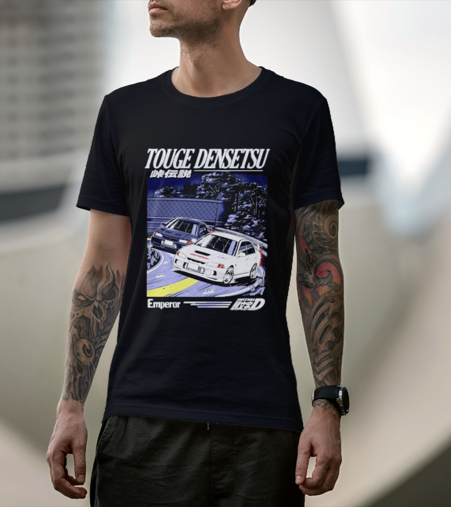 Touge Densetsu Emperor Initial D Mitsubishi Lancer Evolution Racing Scene T-Shirt