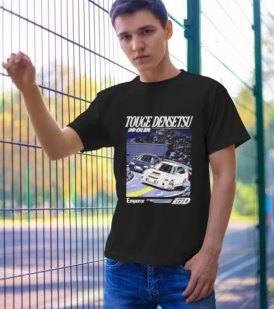 Touge Densetsu Emperor Initial D Mitsubishi Lancer Evolution Racing Scene T-Shirt