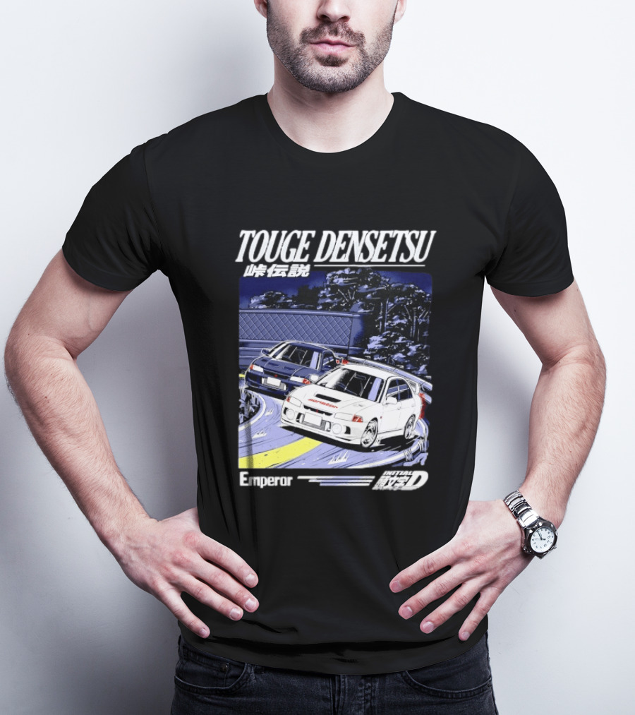 Touge Densetsu Emperor Initial D Mitsubishi Lancer Evolution Racing Scene T-Shirt