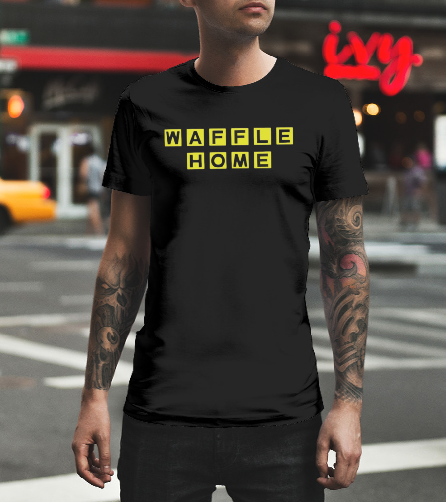 Waffle Home Breakfast Diner Yellow Block Letters T-Shirt