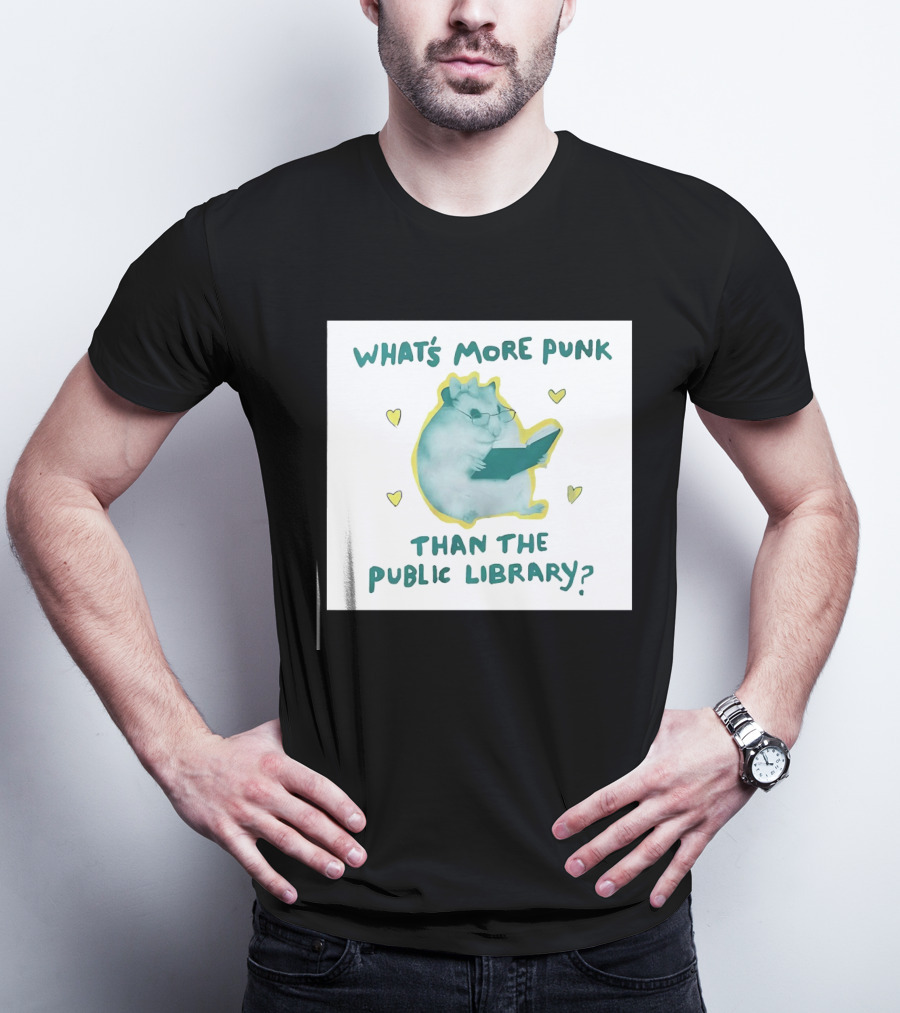 Hamster Reading Cartoon What's More Punk Than The Public Library T-Shirt