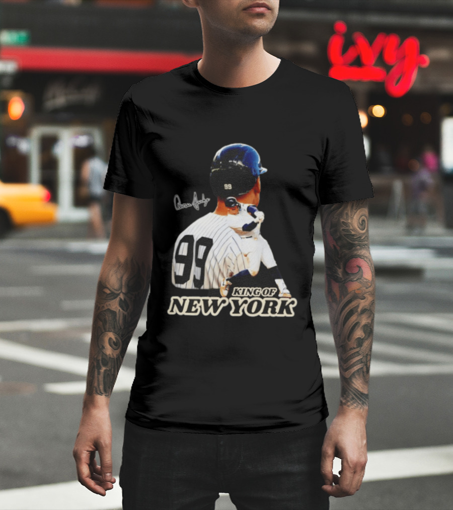 Aaron Judge 99 King Of New York Yankees Baseball Player Signed T-Shirt