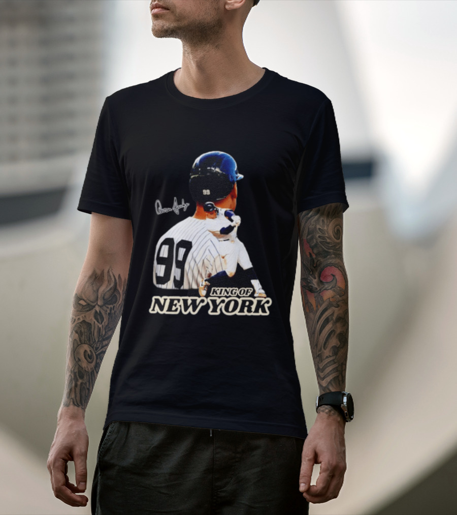 Aaron Judge 99 King Of New York Yankees Baseball Player Signed T-Shirt