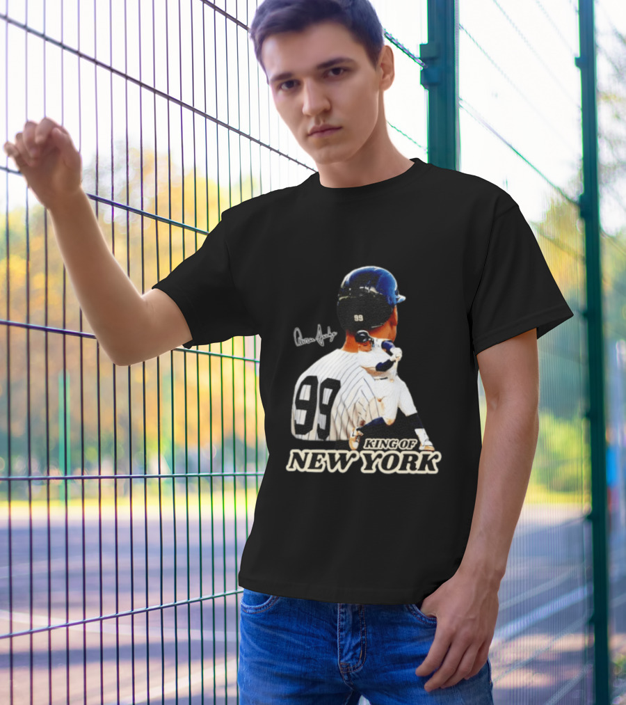 Aaron Judge 99 King Of New York Yankees Baseball Player Signed T-Shirt
