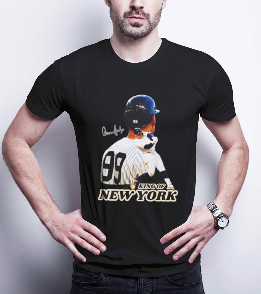 Aaron Judge 99 King Of New York Yankees Baseball Player Signed T-Shirt