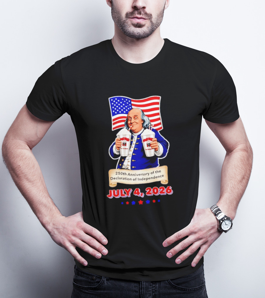 Benjamin Franklin July 4 2026 250th Anniversary Of The Declaration Of Independence T-Shirt