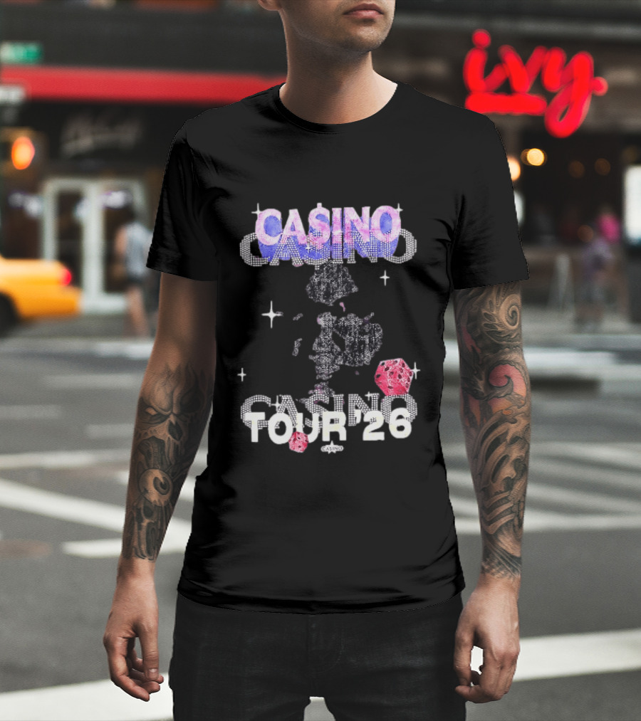 Casino Tour '26 Dice Gambling Las Vegas Sparkle Dice Stars T-Shirt