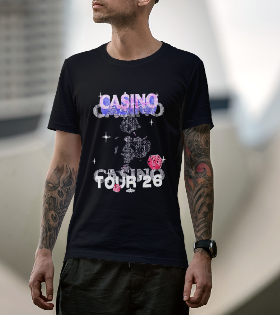 Casino Tour '26 Dice Gambling Las Vegas Sparkle Dice Stars T-Shirt