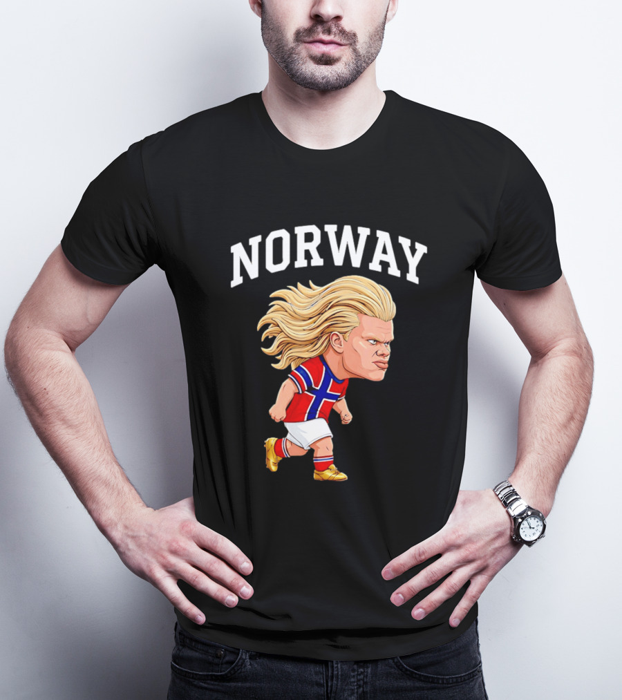 Erling Haaland Norway Football Player Caricature Nordic Soccer Star T-Shirt