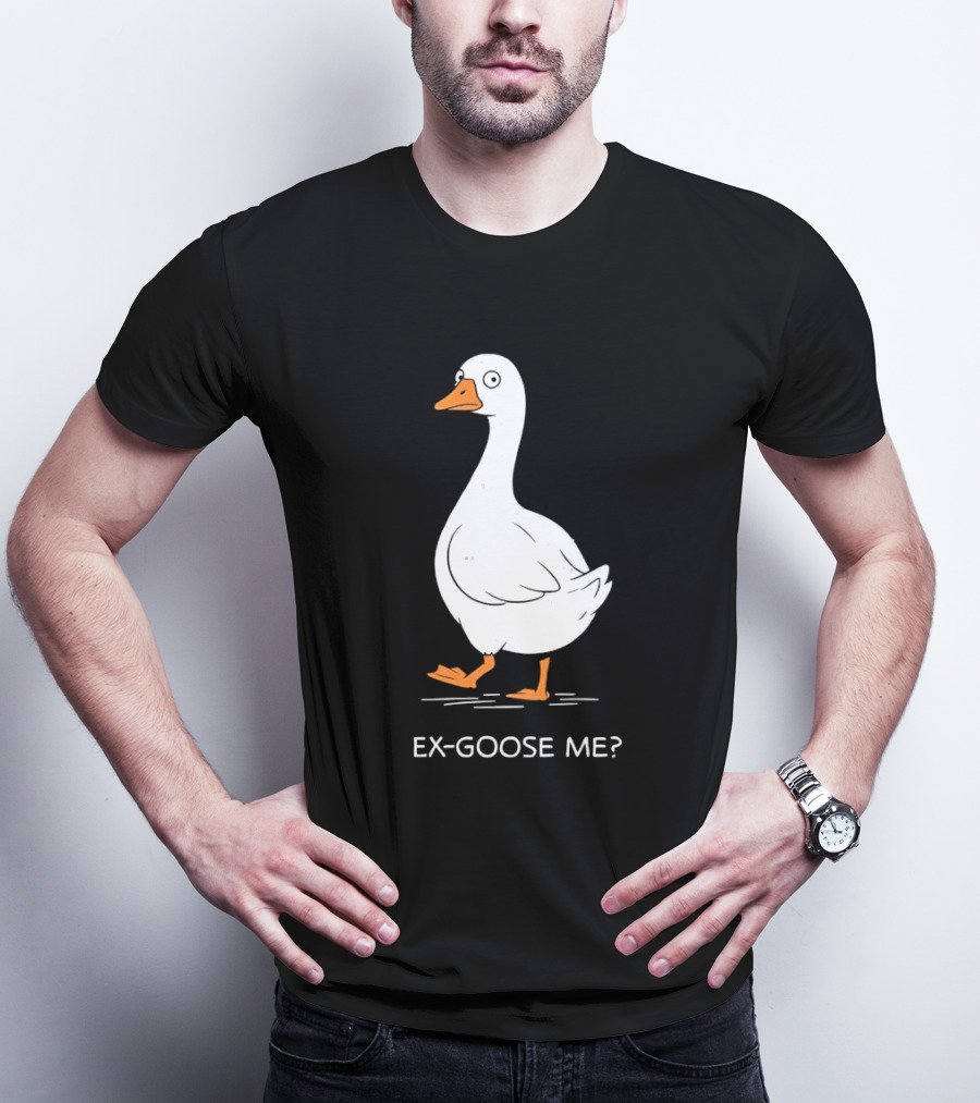 Ex Goose Me Goose Pun Cartoon Walking Goose T-Shirt
