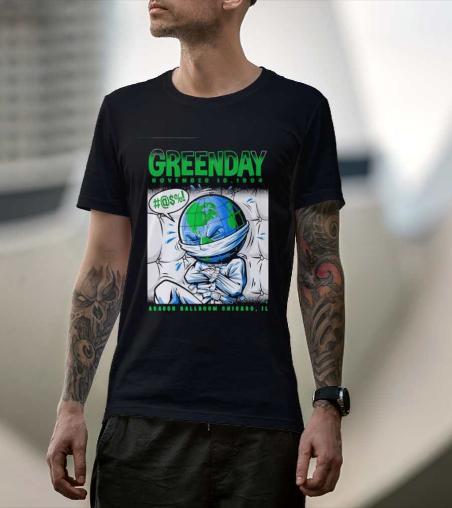 Greenday November 18 1994 Aragon Ballroom Chicago IL Earth T-Shirt