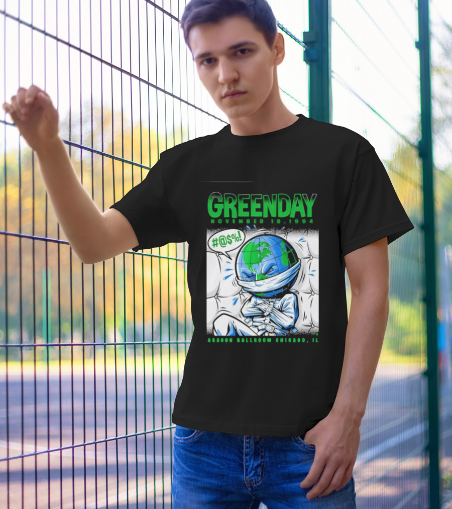 Greenday November 18 1994 Aragon Ballroom Chicago IL Earth T-Shirt