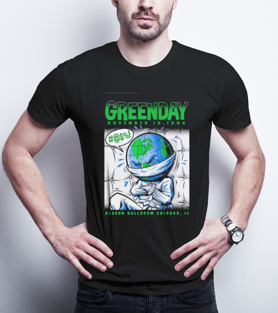 Greenday November 18 1994 Aragon Ballroom Chicago IL Earth T-Shirt