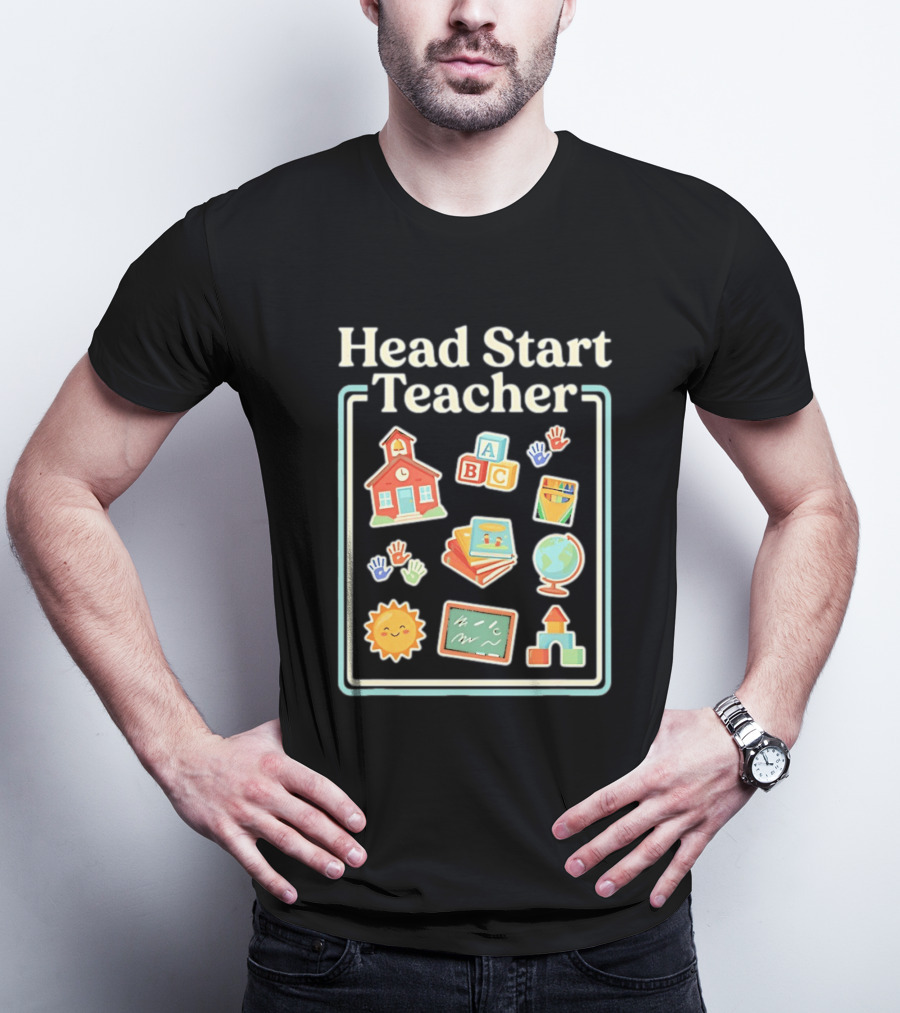Head Start Teacher ABC Classroom Learning Sun Globe School Building Blocks T-Shirt
