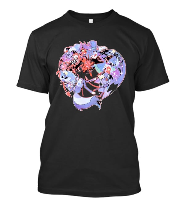 Helluva Boss Blitzø Moxxie Heart Character Collage T-Shirt