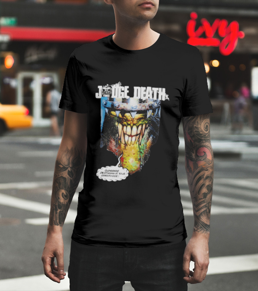Judge Death 2000 AD Comic Book Character Jugggge Deathhhh At Your Sssservice T-Shirt