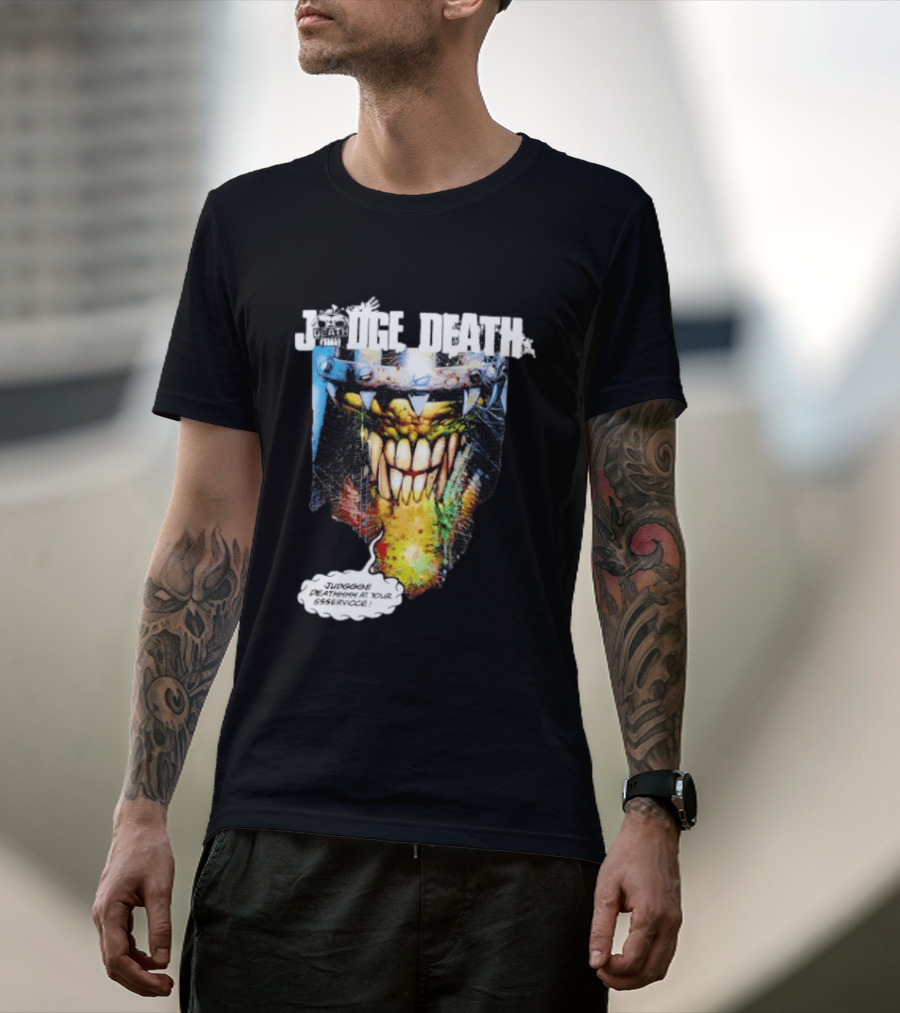 Judge Death 2000 AD Comic Book Character Jugggge Deathhhh At Your Sssservice T-Shirt