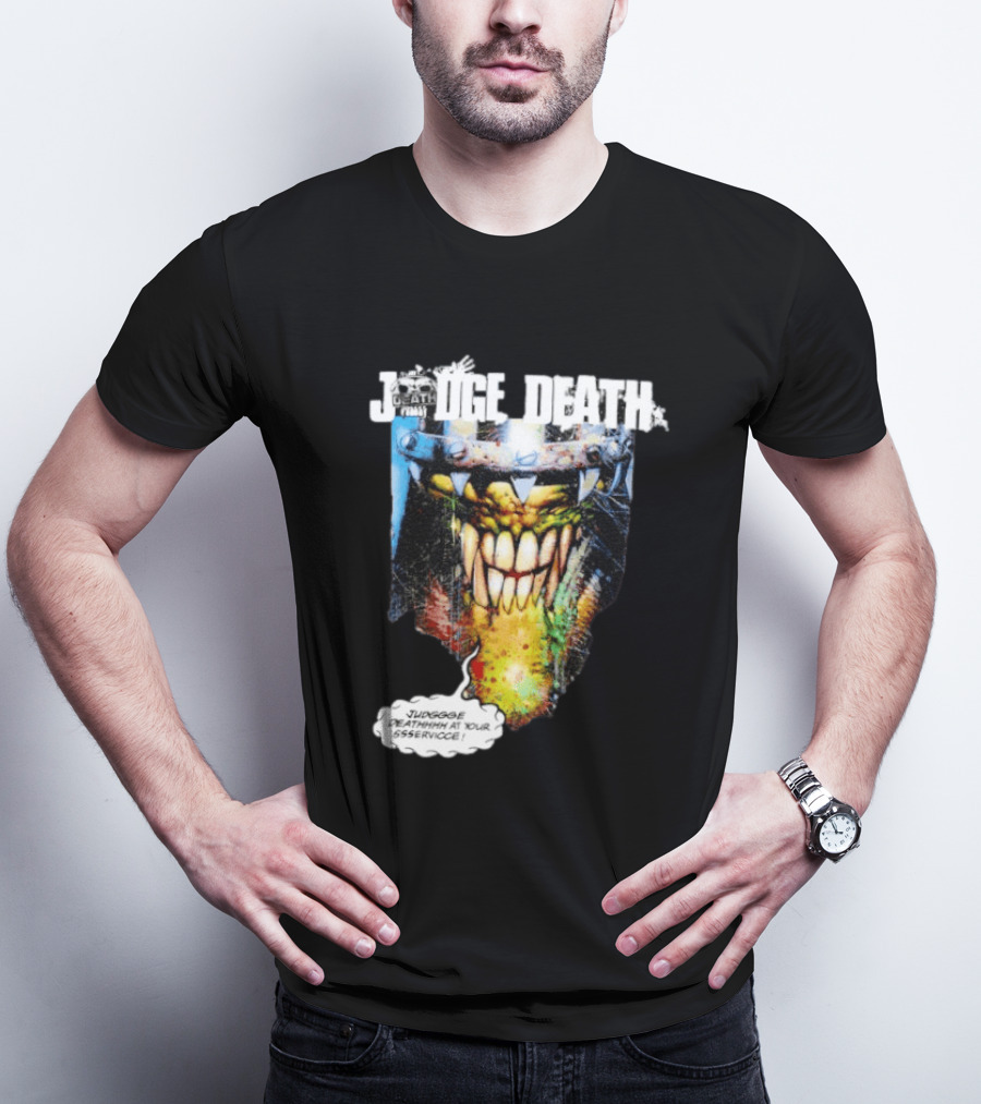 Judge Death 2000 AD Comic Book Character Jugggge Deathhhh At Your Sssservice T-Shirt
