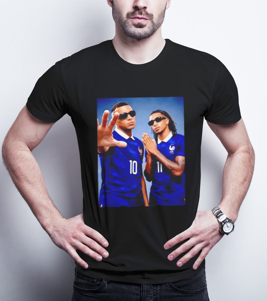 Kylian Mbappe Ousmane Dembele France National Football Team Jersey Blue T-Shirt