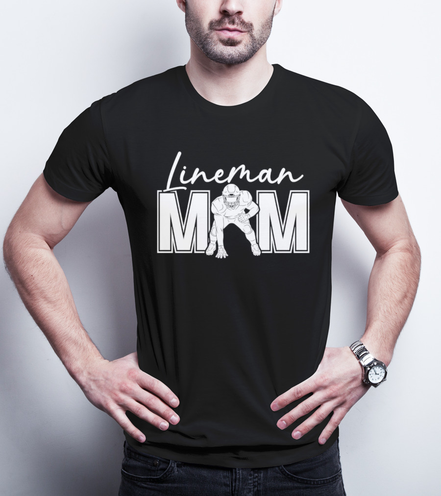 Lineman Mom Football Player Bold Lettering T-Shirt