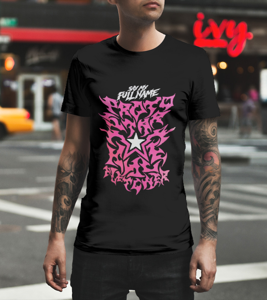 Pretty Peter Avalon Say My Full Name Star Pink Text AEW T-Shirt