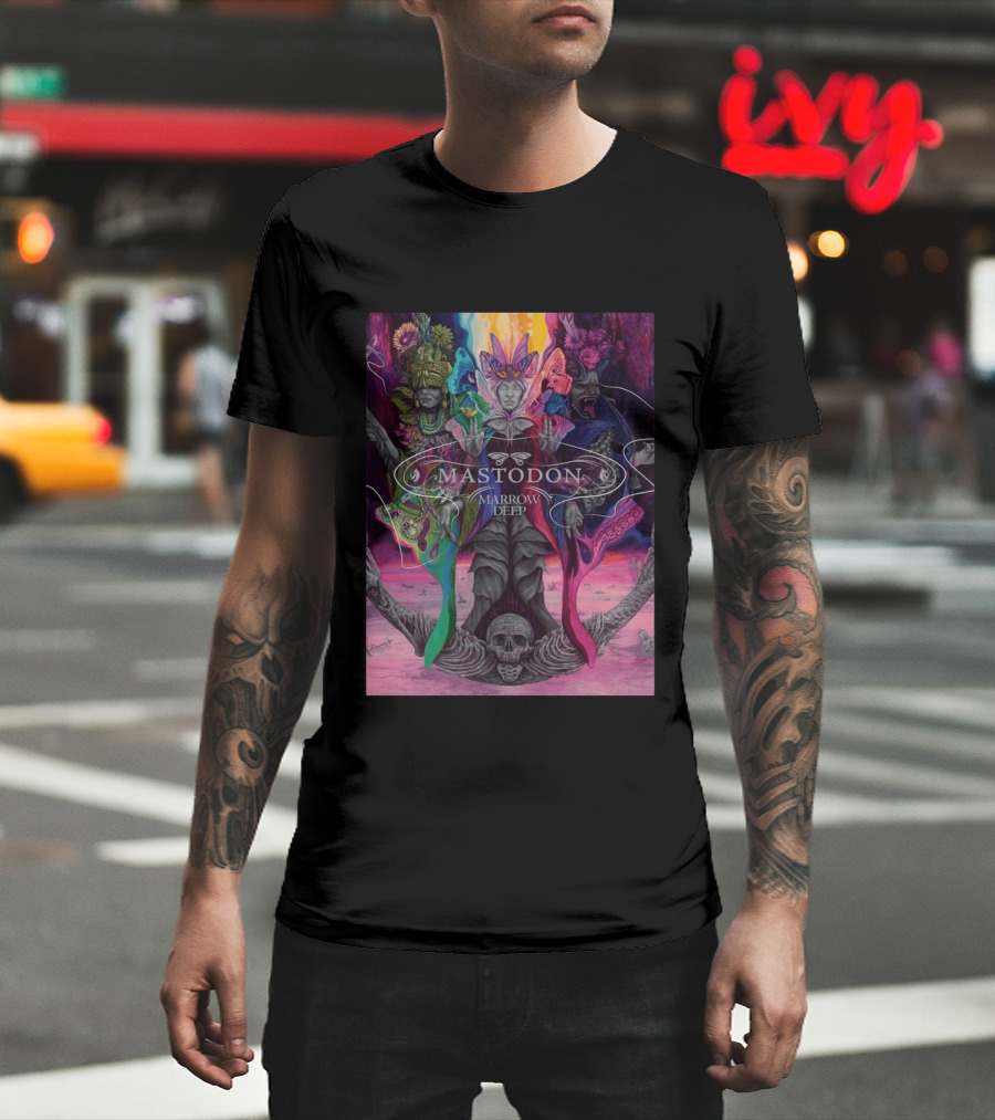 Mastodon Marrow Deep Psychedelic Album Art With Skull And Figures T-Shirt