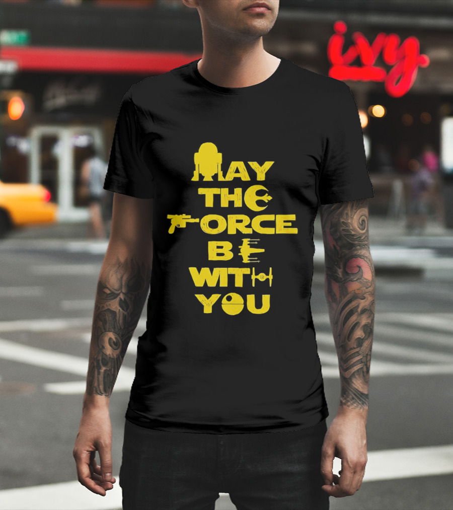 Star Wars May The Force Be With You Droid And Spaceship T-Shirt