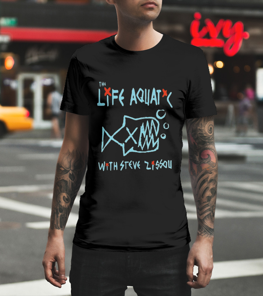 The Life Aquatic Wes Anderson Film Steve Zissou Art Shark Drawing T-Shirt
