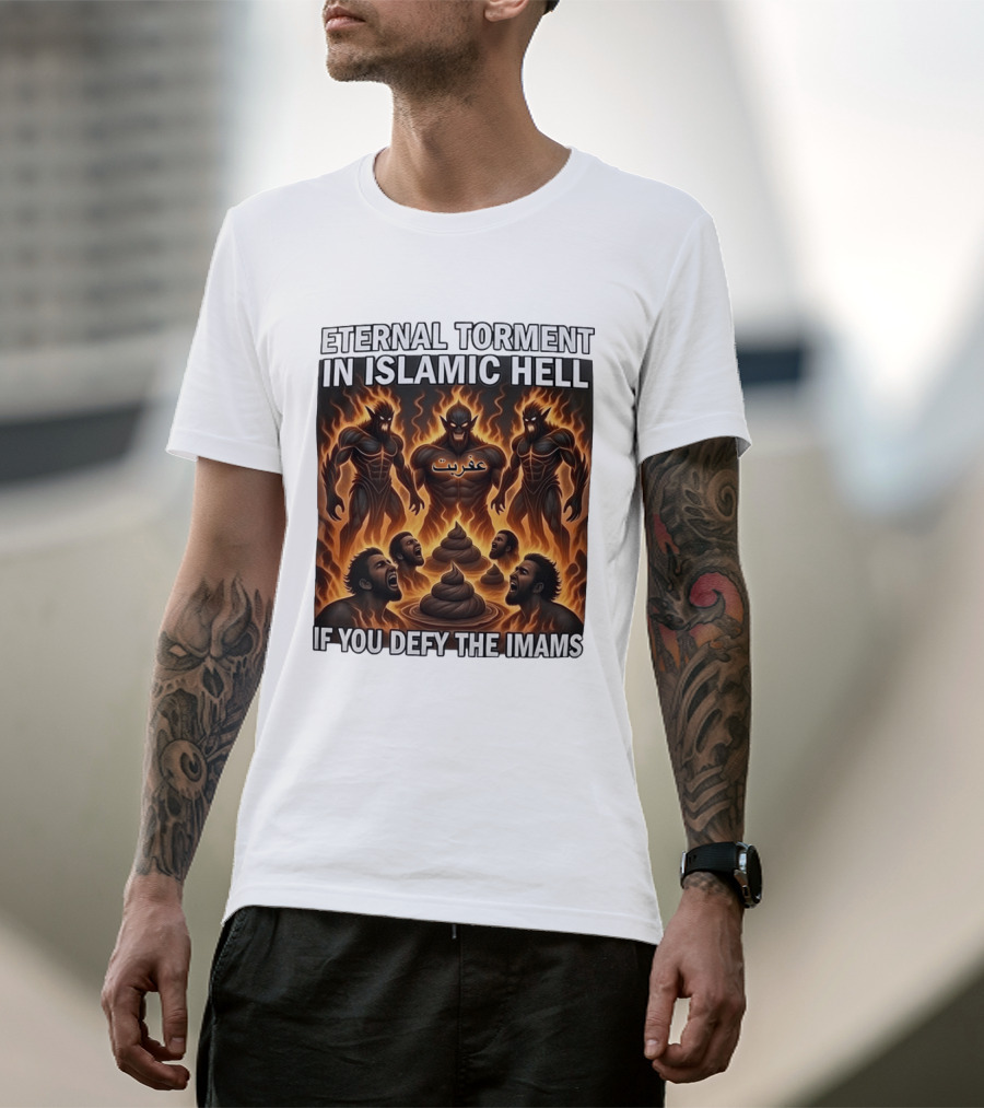 Eternal Torment In Islamic Hell If You Defy The Imams Arabic Text Fiery Creatures T-Shirt