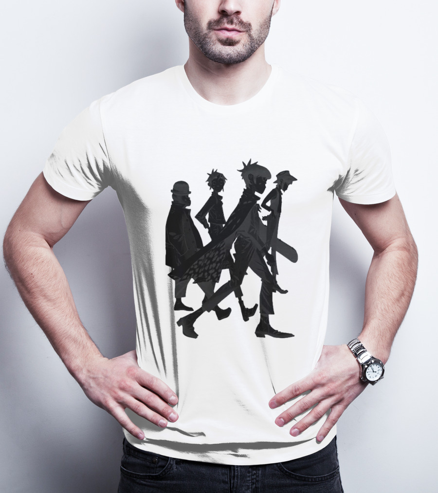 Gorillaz Band Members Silhouettes Dark Shadows Walking T-Shirt