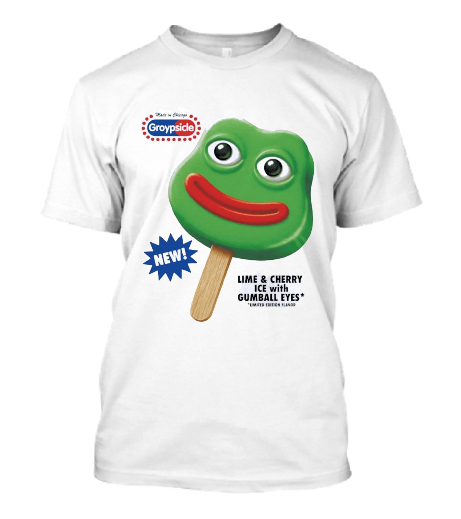 Groypsicle Lime And Cherry Ice With Gumball Eyes Limited Edition Made In Chicago T-Shirt