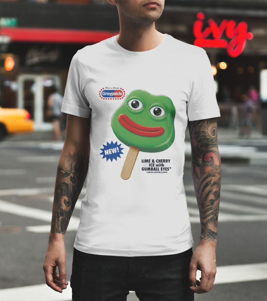 Groypsicle Lime And Cherry Ice With Gumball Eyes Limited Edition Made In Chicago T-Shirt