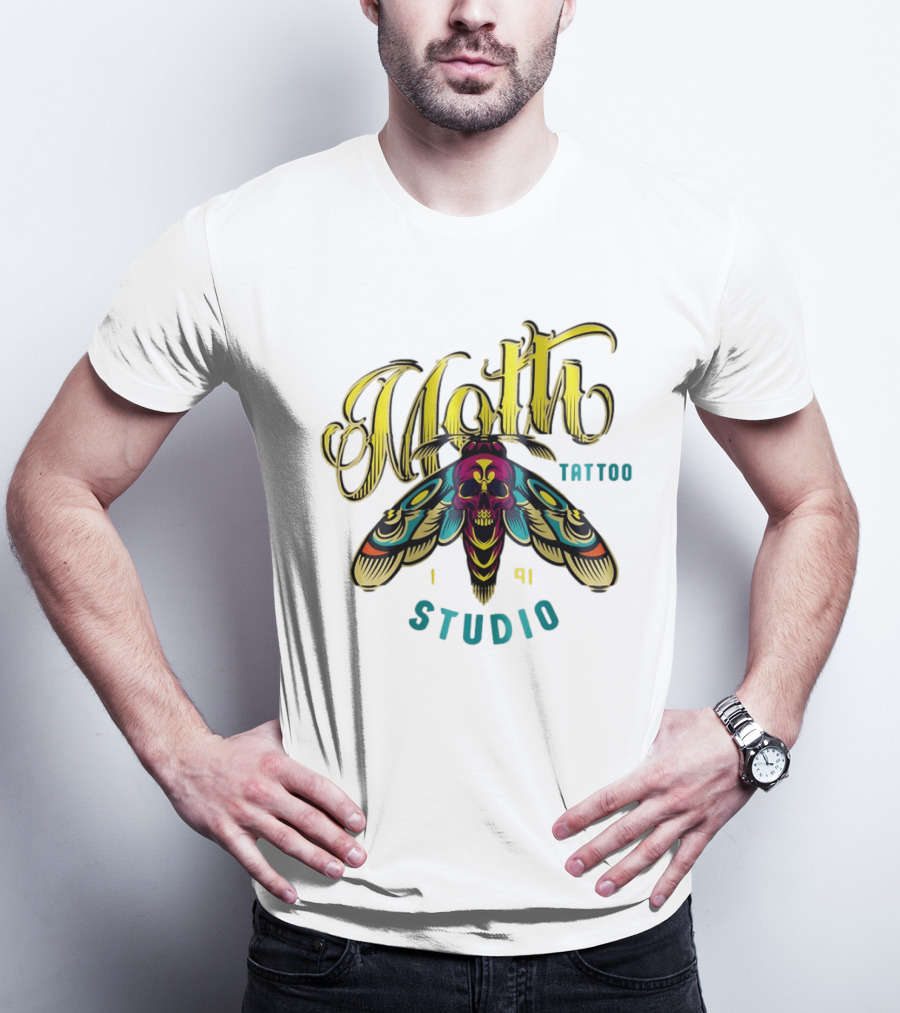 Moth Tattoo Studio 1991 Skull Moth Gothic T-Shirt