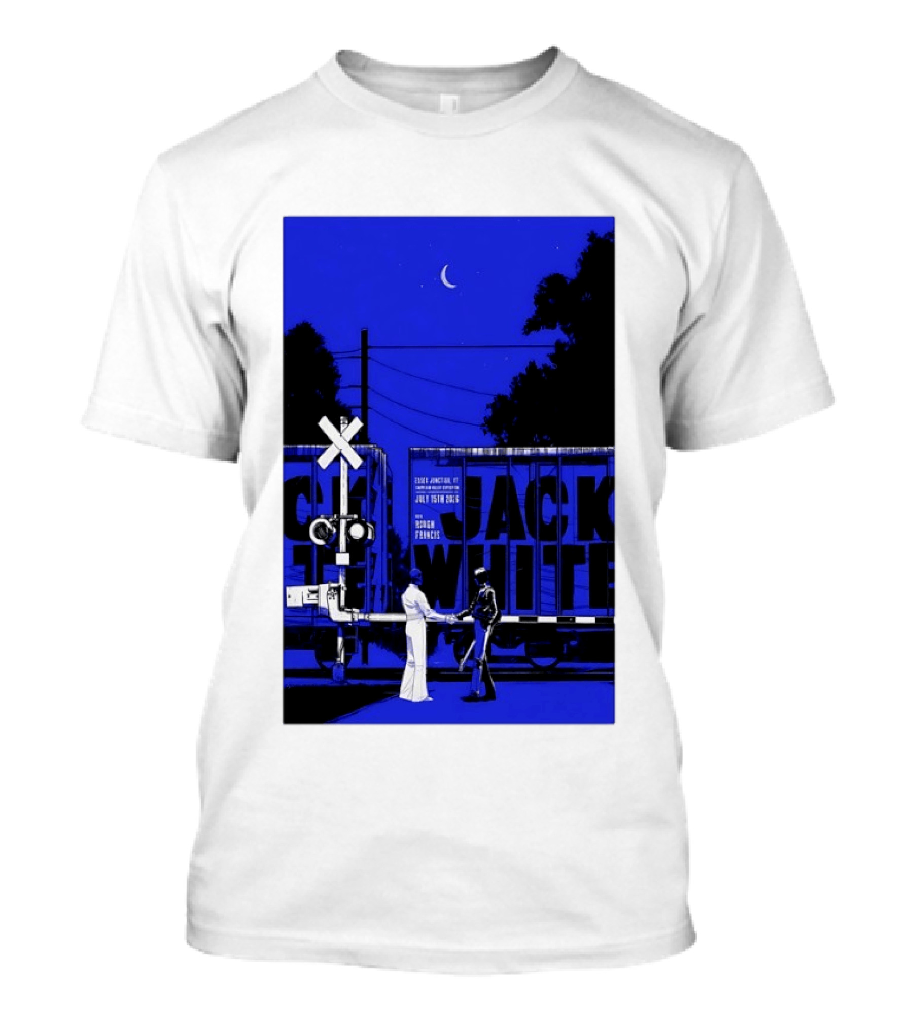 Jack White Rough Francis Essex Junction VT July 15 2026 Train Crossing Night Scene Moon T-Shirt