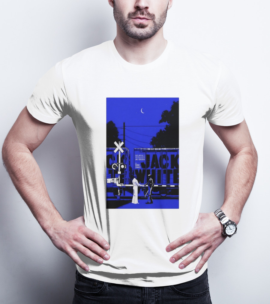 Jack White Rough Francis Essex Junction VT July 15 2026 Train Crossing Night Scene Moon T-Shirt