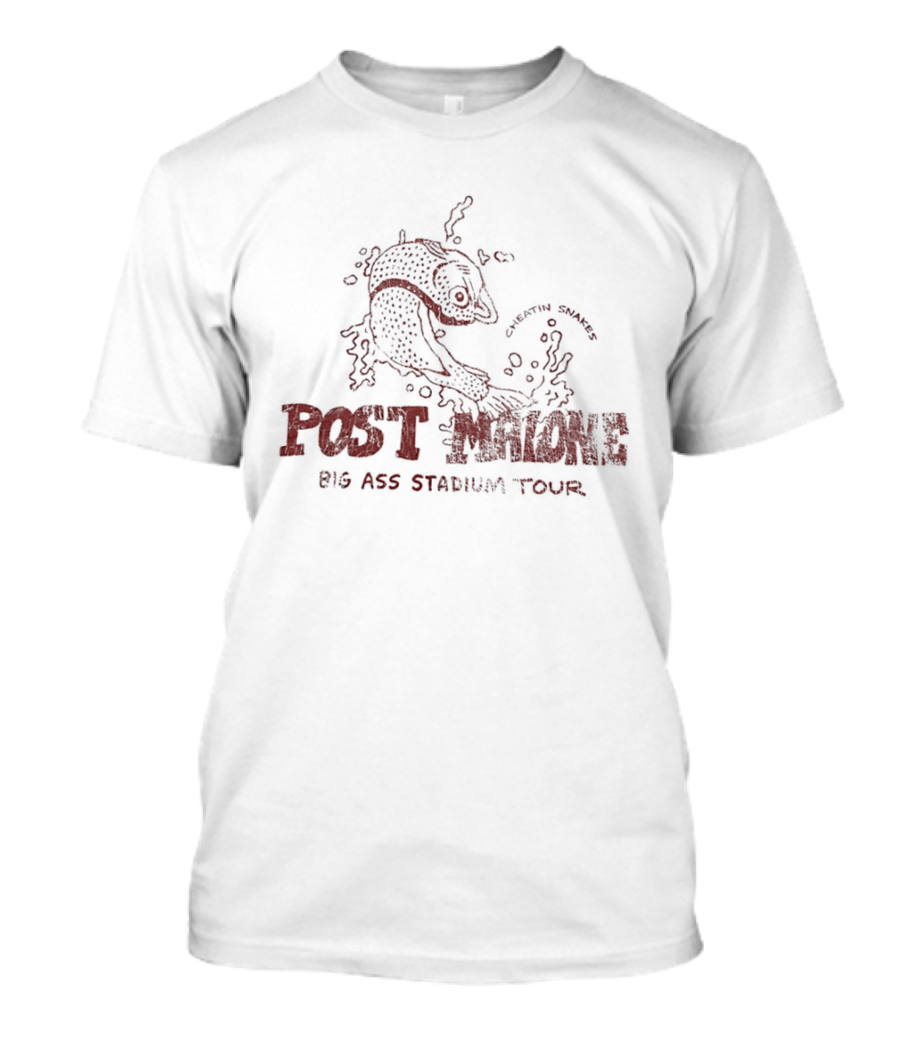 Post Malone Big Ass Stadium Tour Cheatin Snakes Distressed T-Shirt