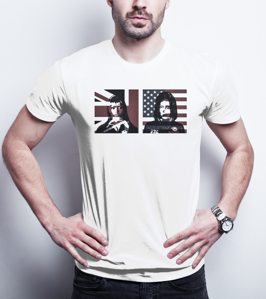 Jorja Smith And Taraji P Henson British And American Flag Portraits T-Shirt