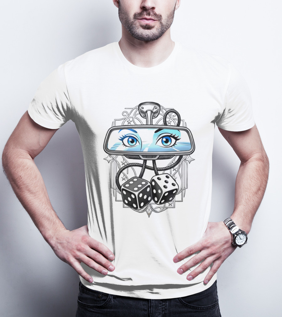 Rearview Mirror Eyes And Hanging Dice Car Accessories T-Shirt