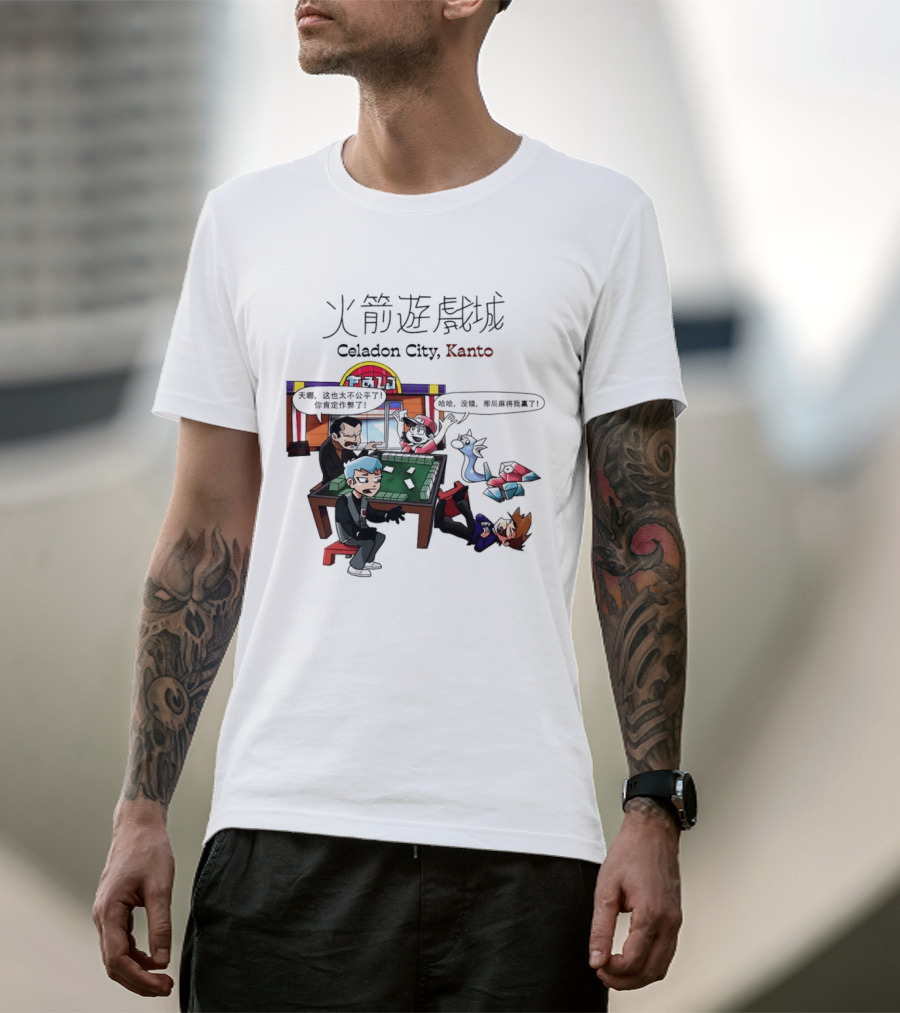 Celadon City Kanto Casino Scene With Iconic Characters T-Shirt