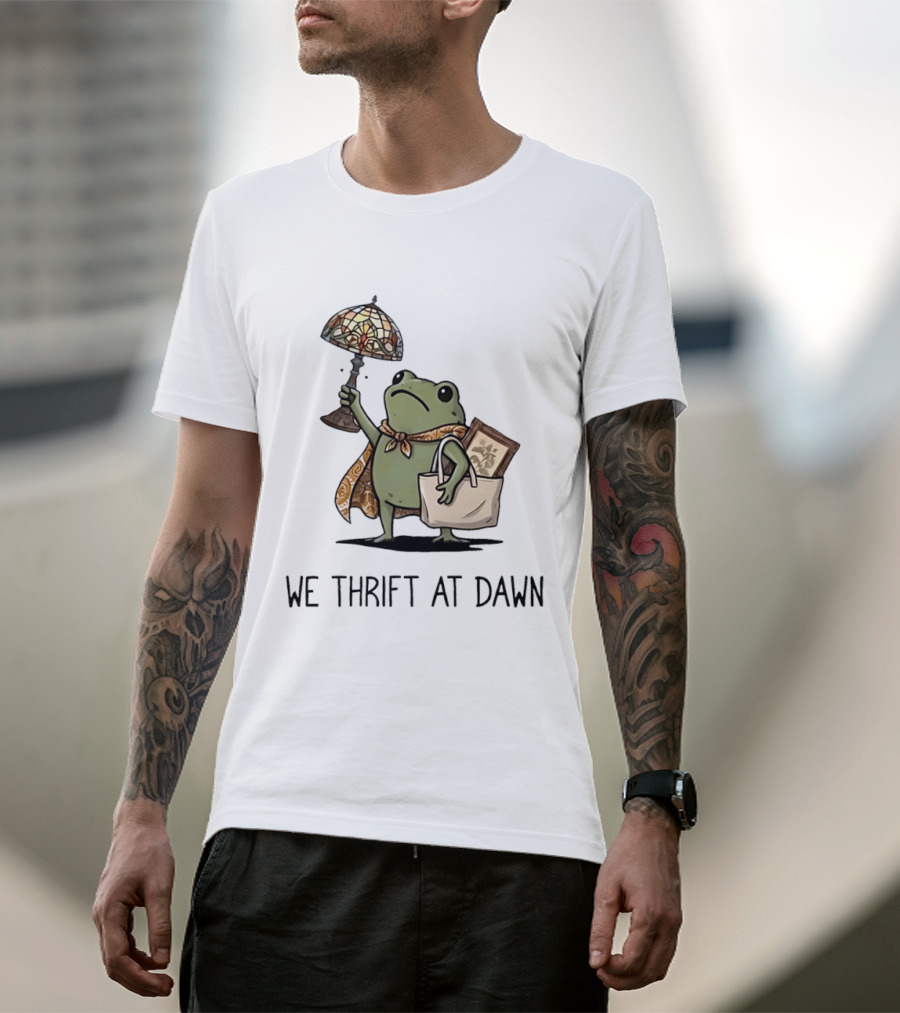 We Thrift At Dawn Frog With Vintage Lamp And T-Shirt