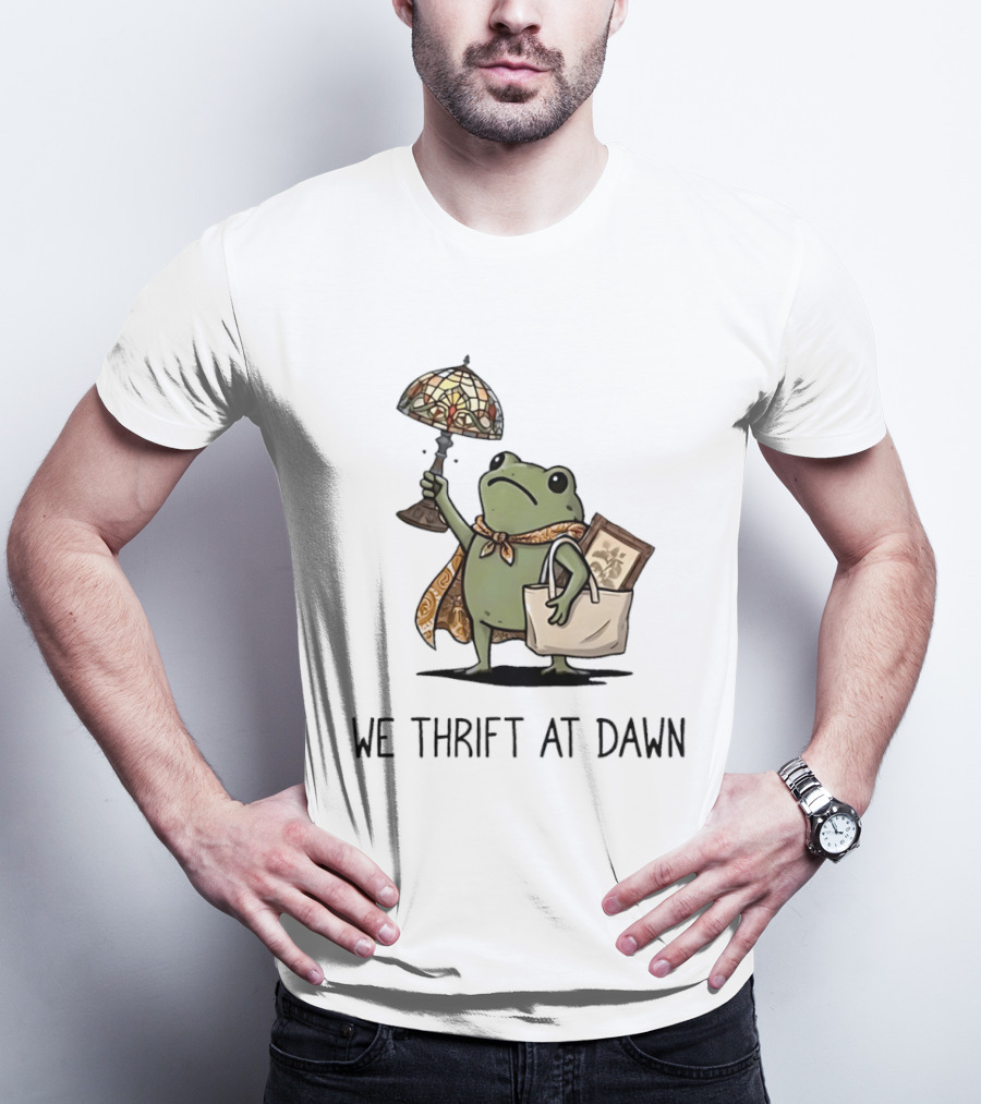 We Thrift At Dawn Frog With Vintage Lamp And T-Shirt