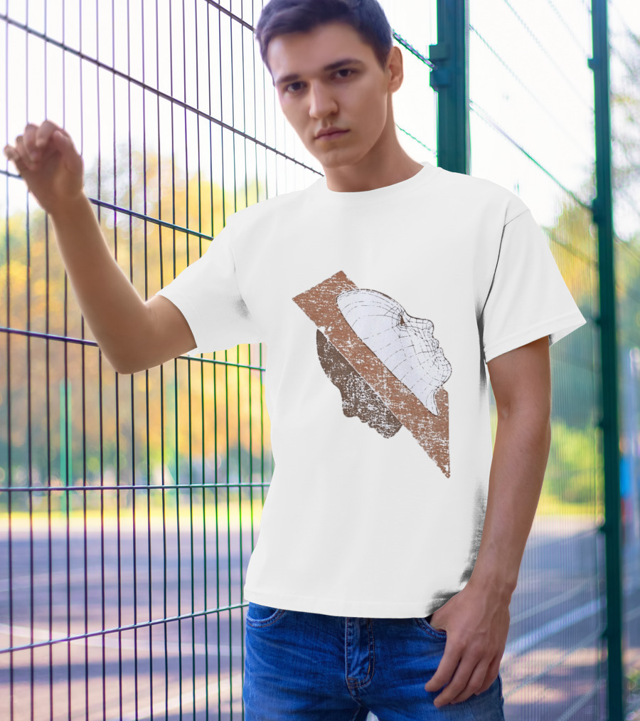 Wireframe Human Profile Collage Abstract Geometric Face T-Shirt