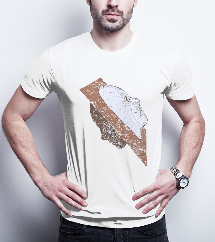 Wireframe Human Profile Collage Abstract Geometric Face T-Shirt