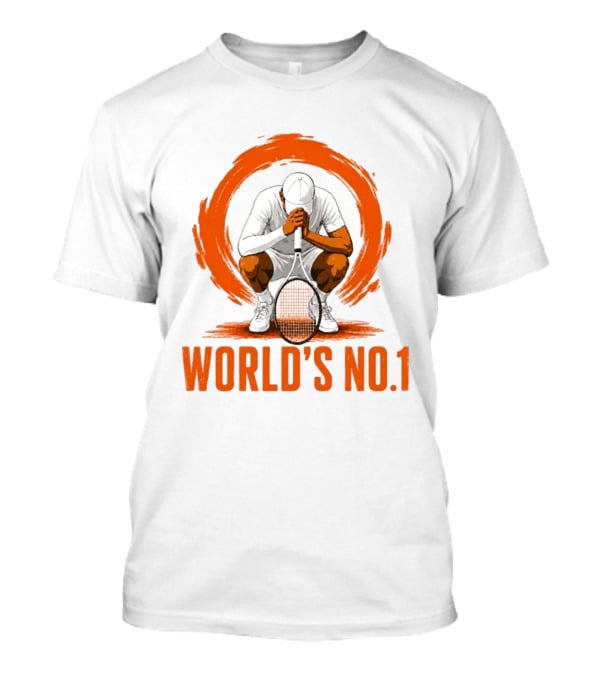 World's No. 1 Tennis Player Kneeling With Racket In Orange Circle T-Shirt